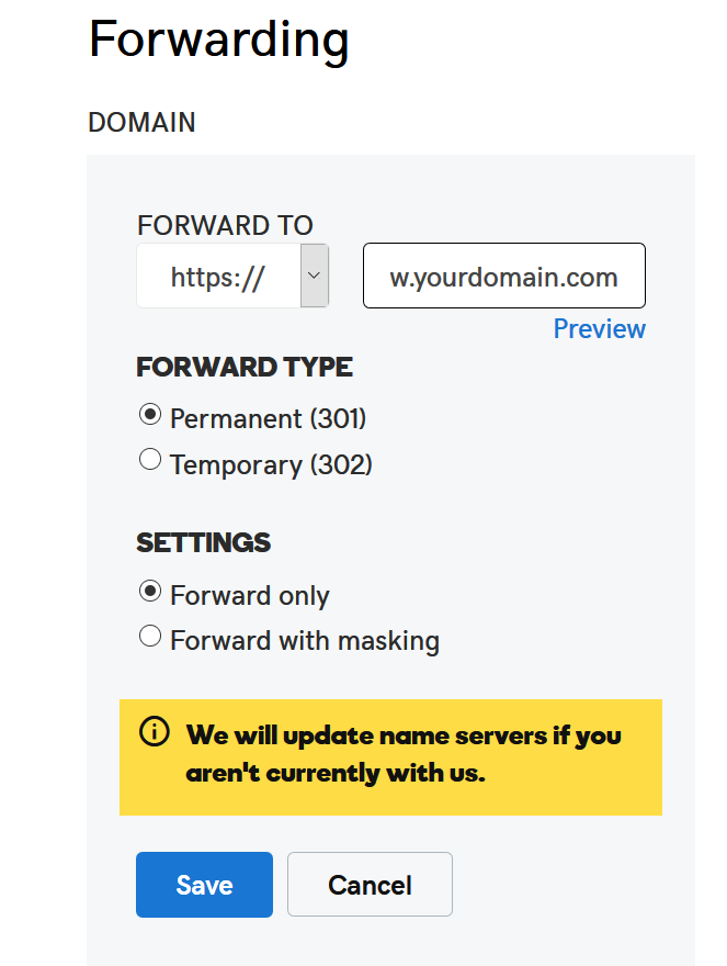 Forwarding additional URLs to your website through GoDaddy – Mwss